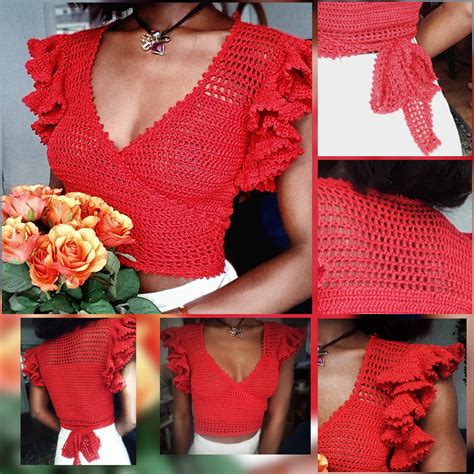 Wrap Top Crochet Pattern Crochet Crop Top Pattern Carolina Etsy Uk