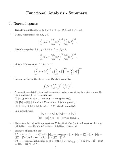 functional analysis basiswissen functional analysis summary 1 normed spaces 1 1 triangle