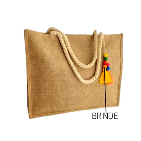 Bolsa De Praia De Palha De Juta Feminina Chaveiro Sacola Ecobag