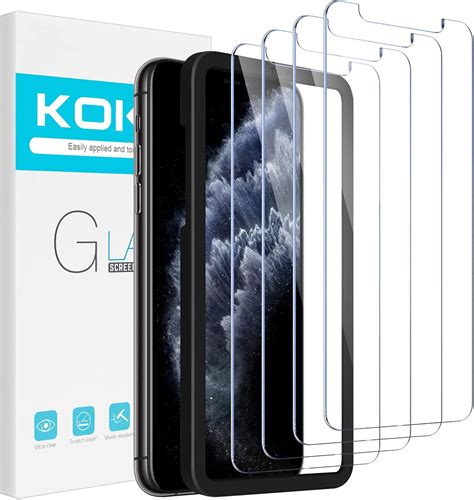 Kokio Lot de 4 Verre Trempé pour iPhone 11 Pro iPhone X iPhone XS Film