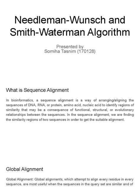 an in depth explanation of the needleman wunsch and smith waterman algorithms for sequence