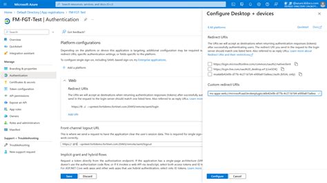 registering fortisase as a mobile desktop application with a custom redirect uri fortisase 23