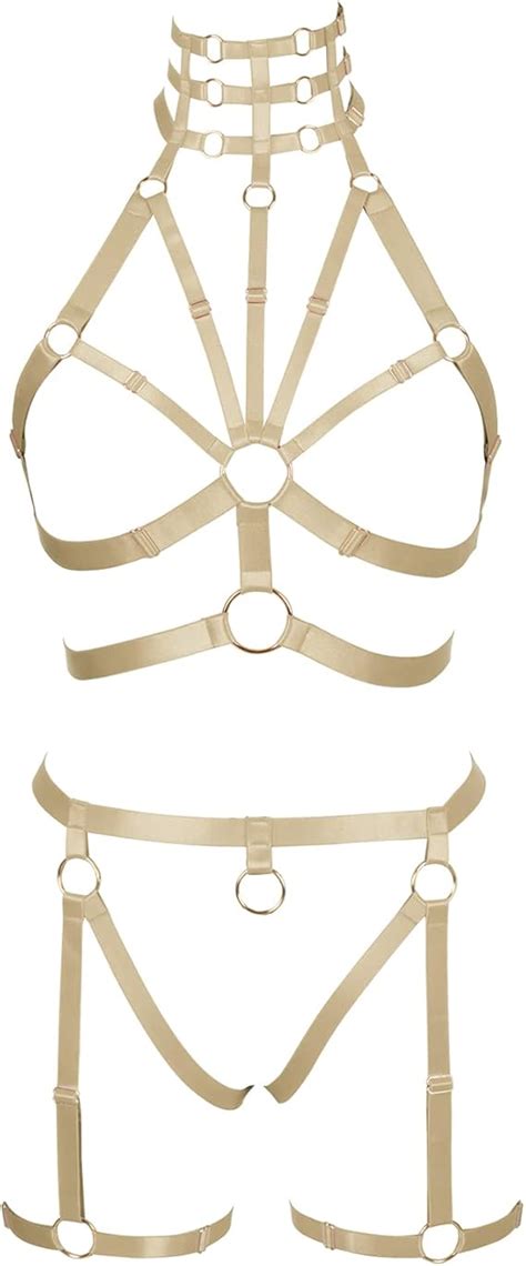BANSSGOTH Arnés de Cuerpo Completo con Pentagrama para Mujer cinturón