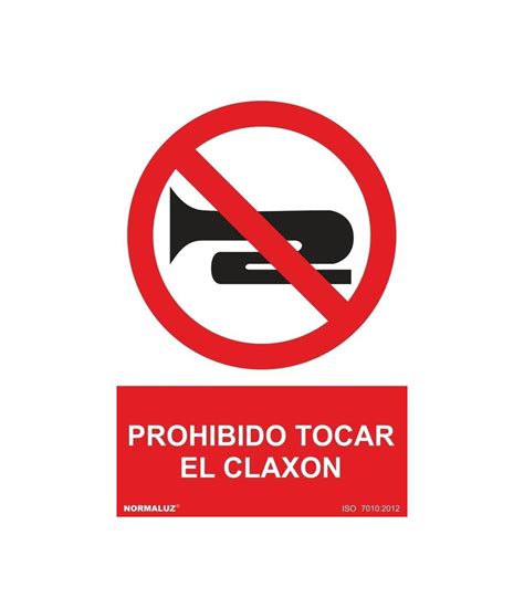Señal de prohibido tocar el claxon texto y pictograma SEKURECO skrc