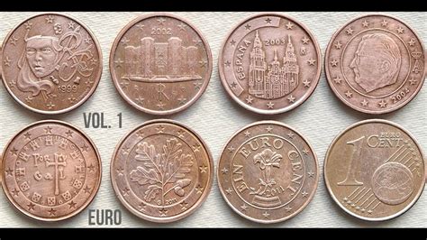 1 EURO CENT Coins Of Different European Countries Euro Coins
