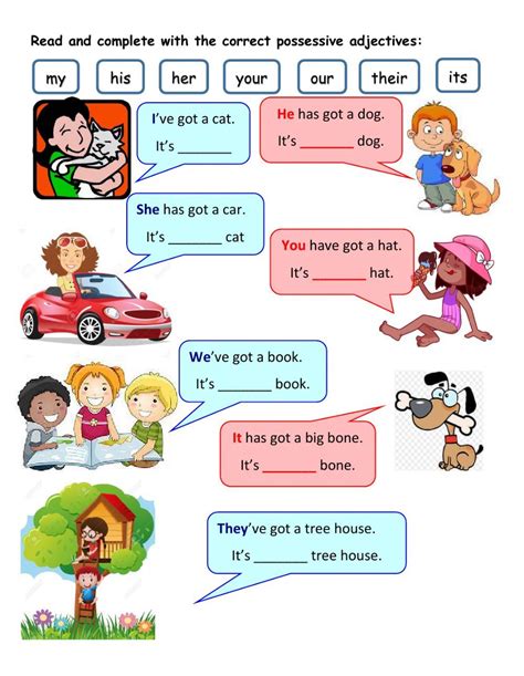 Possessive Adjectives Worksheet For Class