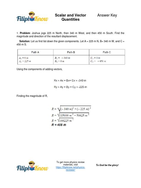 scalar and vector quantities answer key pdf euclidean vector linear algebra