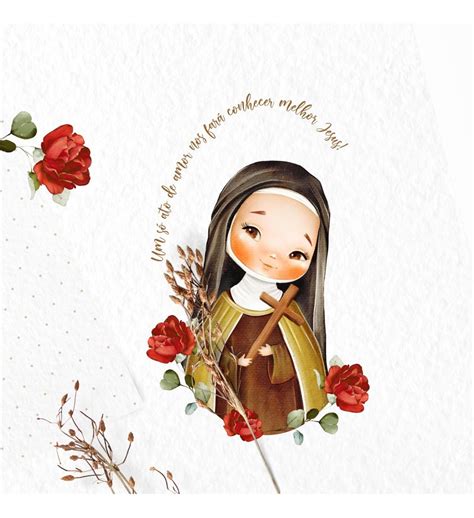 Arquivo Digital Santa Terezinha Santinhos Católicos Aquarela DMK Studio