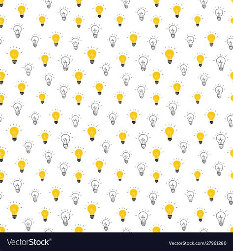 Light Bulb Seamless Pattern Hand Drawn Royalty Free Vector