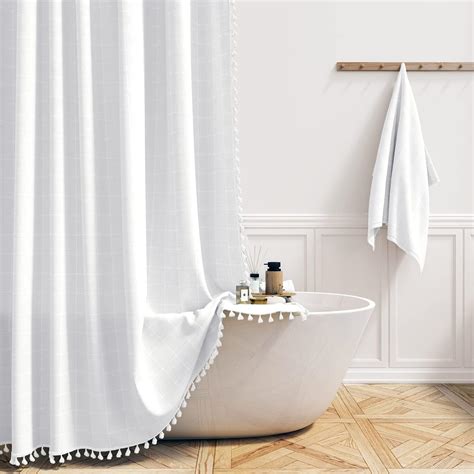 Amazon BTTN Extra Long Shower Curtain 72x84 Inch Long Boho Tassel