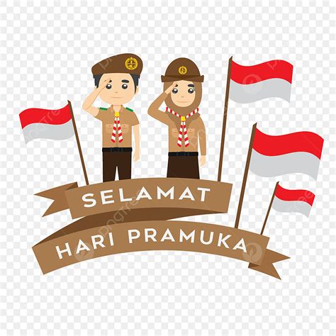 Scout Hari Pramuka Vector PNG Images Selamat Hari Pramuka Ribbon Flag