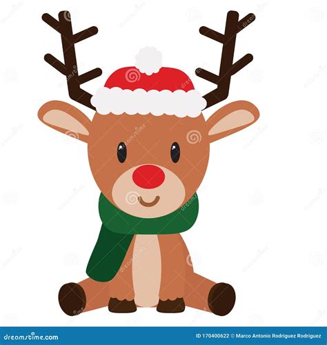 Vector Cartoon Cute Reindeer Isolated Stock Illustration Illustration