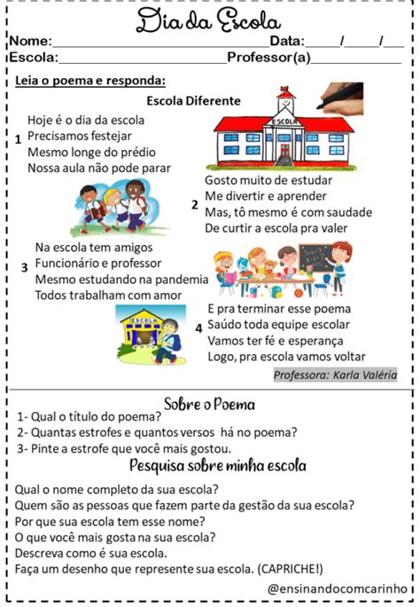 50ATIVIDADES DIA DA ESCOLApara Imprimir Grátis
