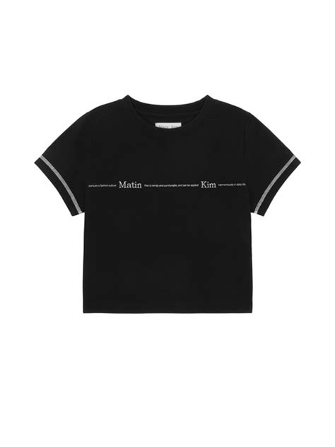 MUSINSA公式 MATIN KIM MATIN SMALL LINE LOGO STITCH CROP TOP IN BLACK
