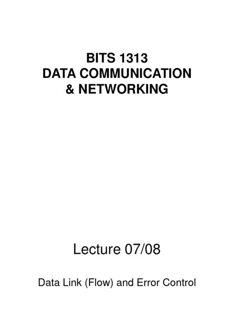 lec 07 dlc l08 error control pdf transmission control protocol error detection and correction