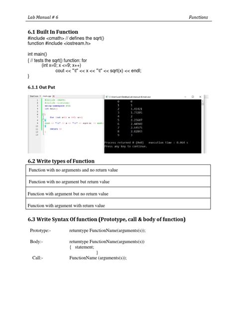 6 1 built in function lab manual 6 functions pdf parameter computer programming