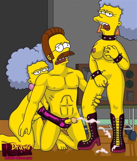 Rule 34 Bdsm Dominatrix Drawn Hentai Female Human Male Ned Flanders Patty Bouvier Selma