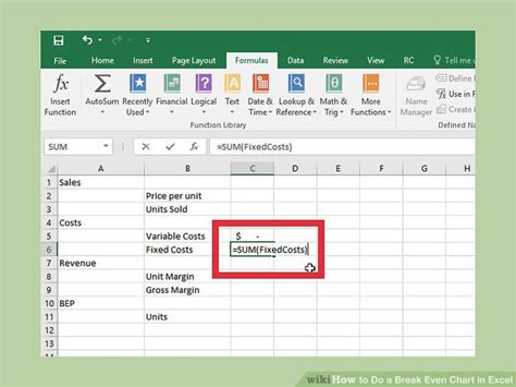 How To Do A Break Even Chart In Excel With Pictures Wikihow