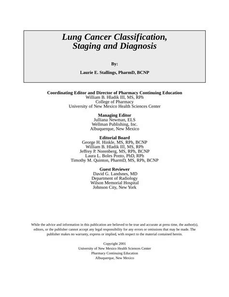 pdf lung cancer classification staging and diagnosis dokumen tips