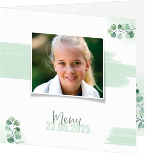 Communie Menu Charlotte Waterverf En Blaadjes CardDreams Be
