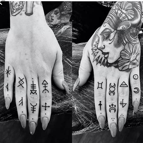 Finger Rune Tattoos These Fingers Are Full Of Witchy Symbols And