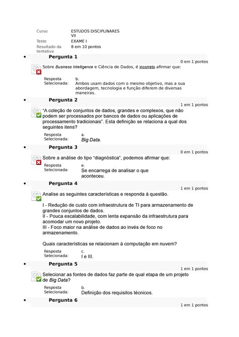 Avaliação Estudos Disciplinares Unidade VII Big Data Analytics