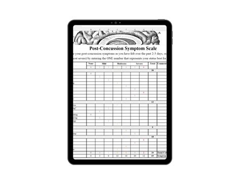 Post Concussion Symptom Scale Excel Template