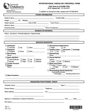 Fillable Online Interventional Radiology Referral Form Interventional