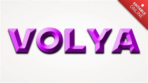 Volya Purple Beveled Text Effect Generator