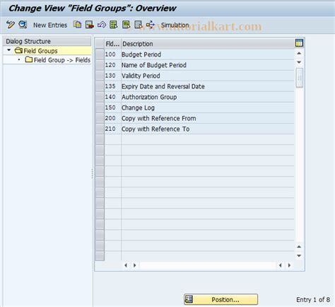 FMBY2 SAP Tcode Budget Period Control Field Groups Transaction Code