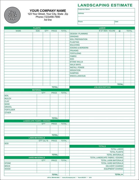 Gardening Estimate Template