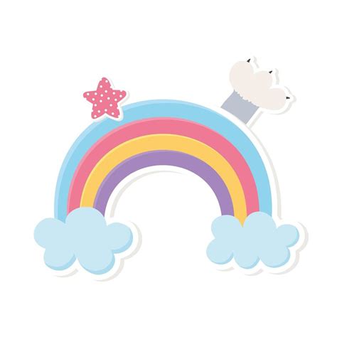 arco iris estrella nubes decoración estilo de dibujos animados pegatina