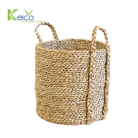 Wholesale Decorative Seagrass Storage Basket With Lid 28x35cm Made In