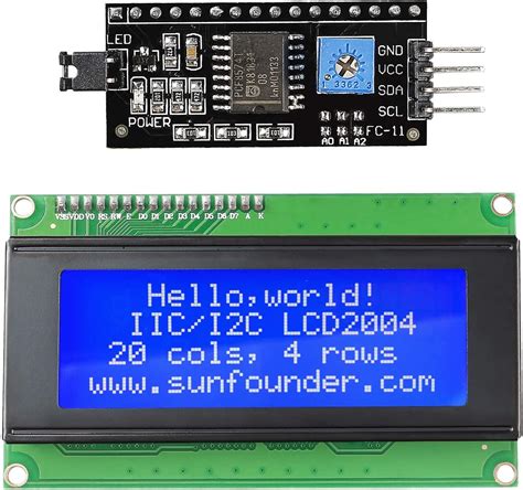 SunFounder IIC I2C TWI Serial 2004 20X4 LCD Module Shield For Arduino