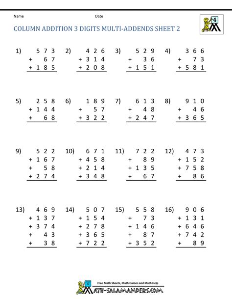 Adding Multi Digit Numbers Worksheets Adding Two Numbers Up