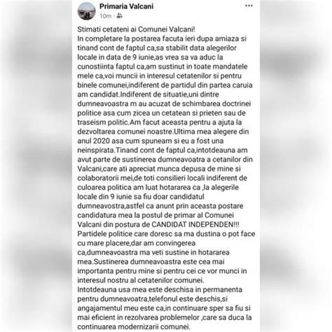 Primarul Liberal Din Valcani Va Candida La Alegerile Din Iunie Ca