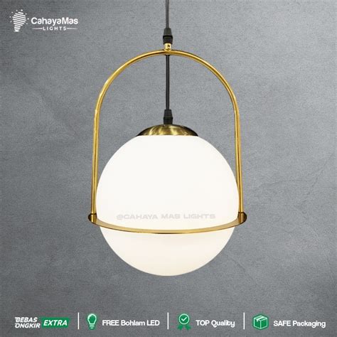 Jual Lampu Hias Gantung Indoor Bulat Bola Kaca Minimalist Modern Gold
