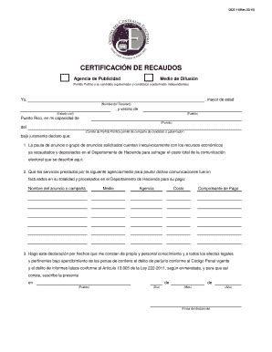 Fillable Online Contralorelectoral Gov Certificaci N De Recaudos