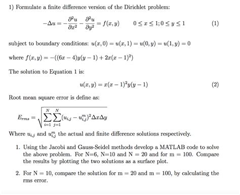 1 formulate a finite difference version of the
