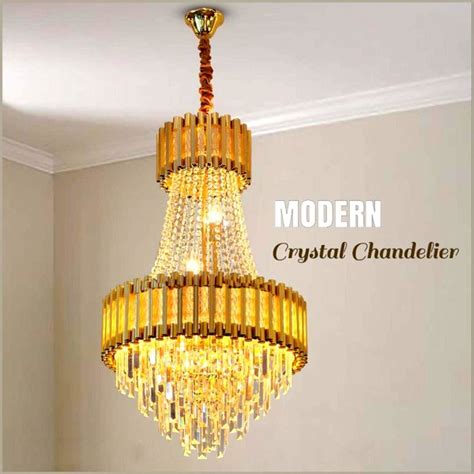 Jual Lampu Hias Gantung Premium Kristal Kaca Ulir Balok MODERN GOLD