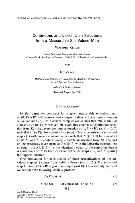 pdf continuous and lipschitzian selections from a measurable set valued map