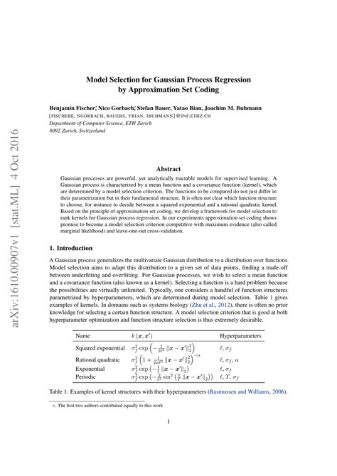 pdf model selection for gaussian process regression by approximation set coding