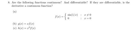 solved 8 are the following functions continuous and