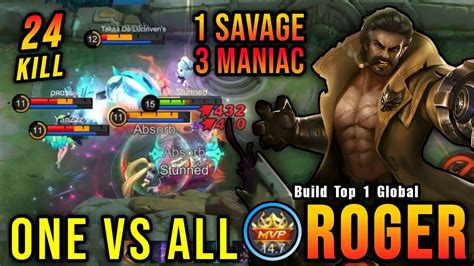 ONE VS ALL 24 Kills Roger Perfect SAVAGE 3x MANIAC Build Top 1