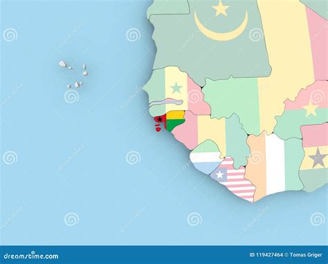Mapa De Guinea Bissau Con La Bandera En El Globo Stock de ilustración