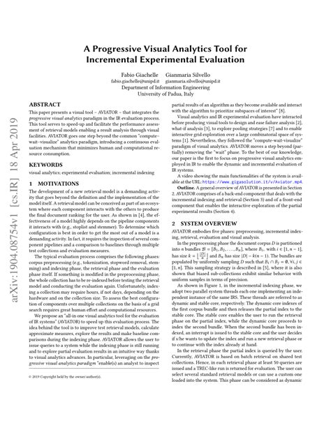 pdf a progressive visual analytics tool for incremental experimental evaluation