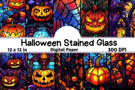 Halloween Stained Glass Background Paper Graphic By Gloria Designed It