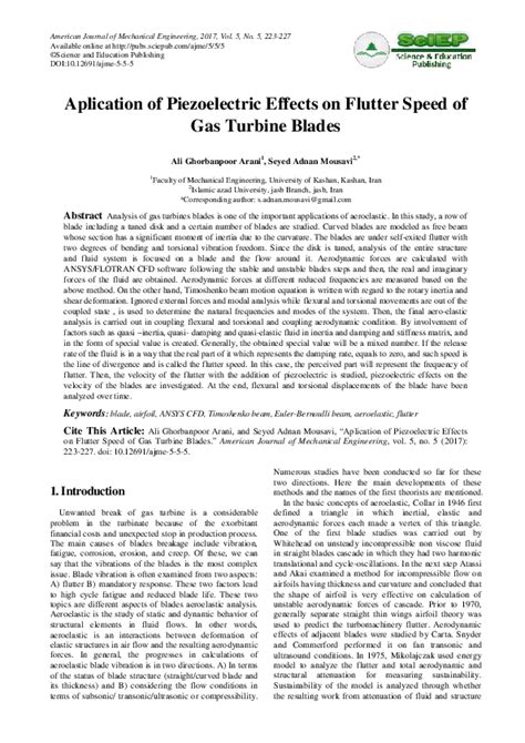 pdf aplication of piezoelectric effects on flutter speed of gas turbine blades