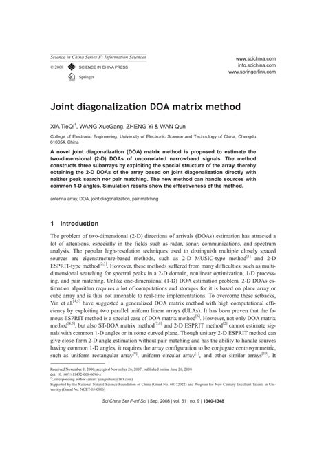 pdf joint diagonalization doa matrix method