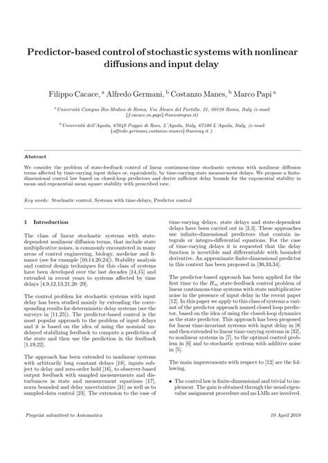 pdf predictor based control of stochastic systems with nonlinear diffusions and input delay